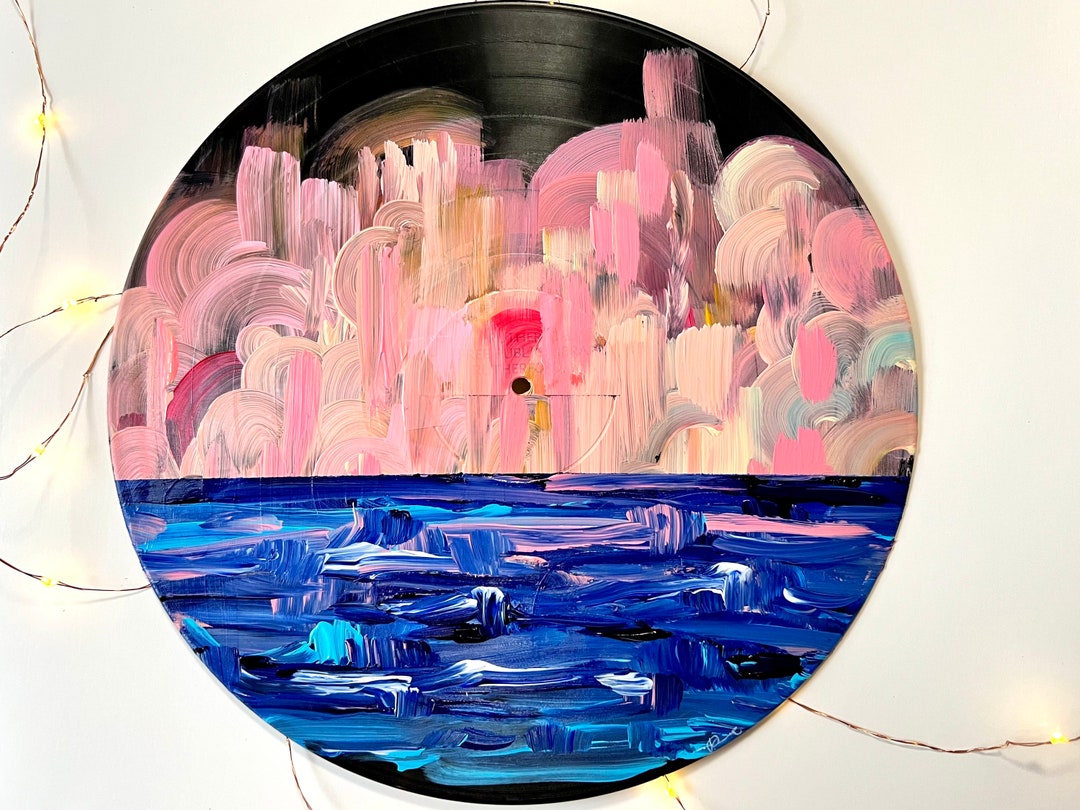 Ocean Sunset Albums- Painted Record- Album Art- Vintage- Music Lover ...