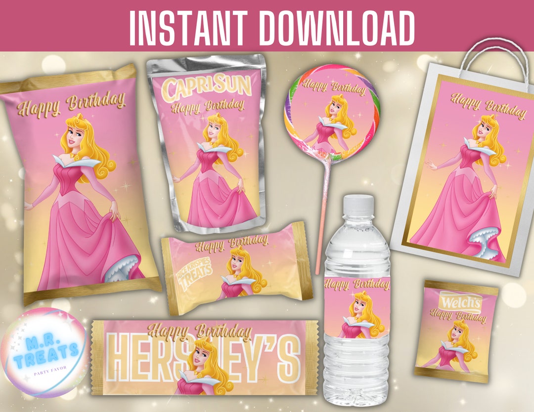 Sleeping Beauty, Princess Aurora, Theme Birthday Favors Instant ...