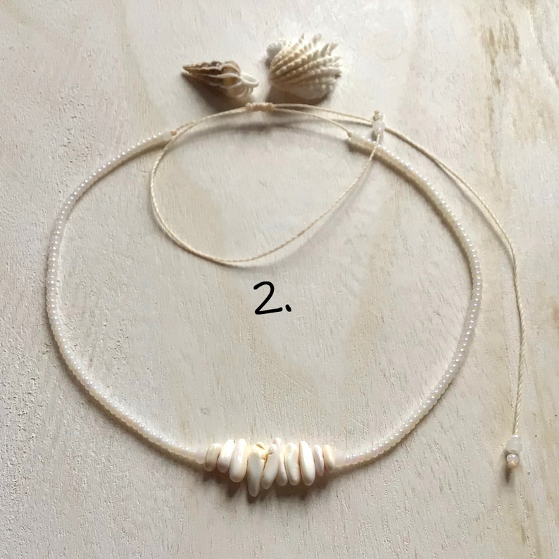 Glass Beads & Cowrie Shells and Puka Shell Beads Necklace, Shell Choker ...