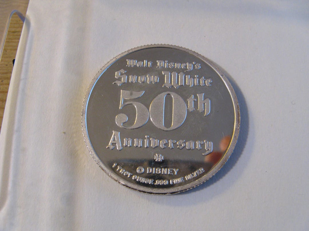 1987 Disney Snow White 50th Ann Happy Dwarf-999 Silver 1 Oz Ounce Art ...