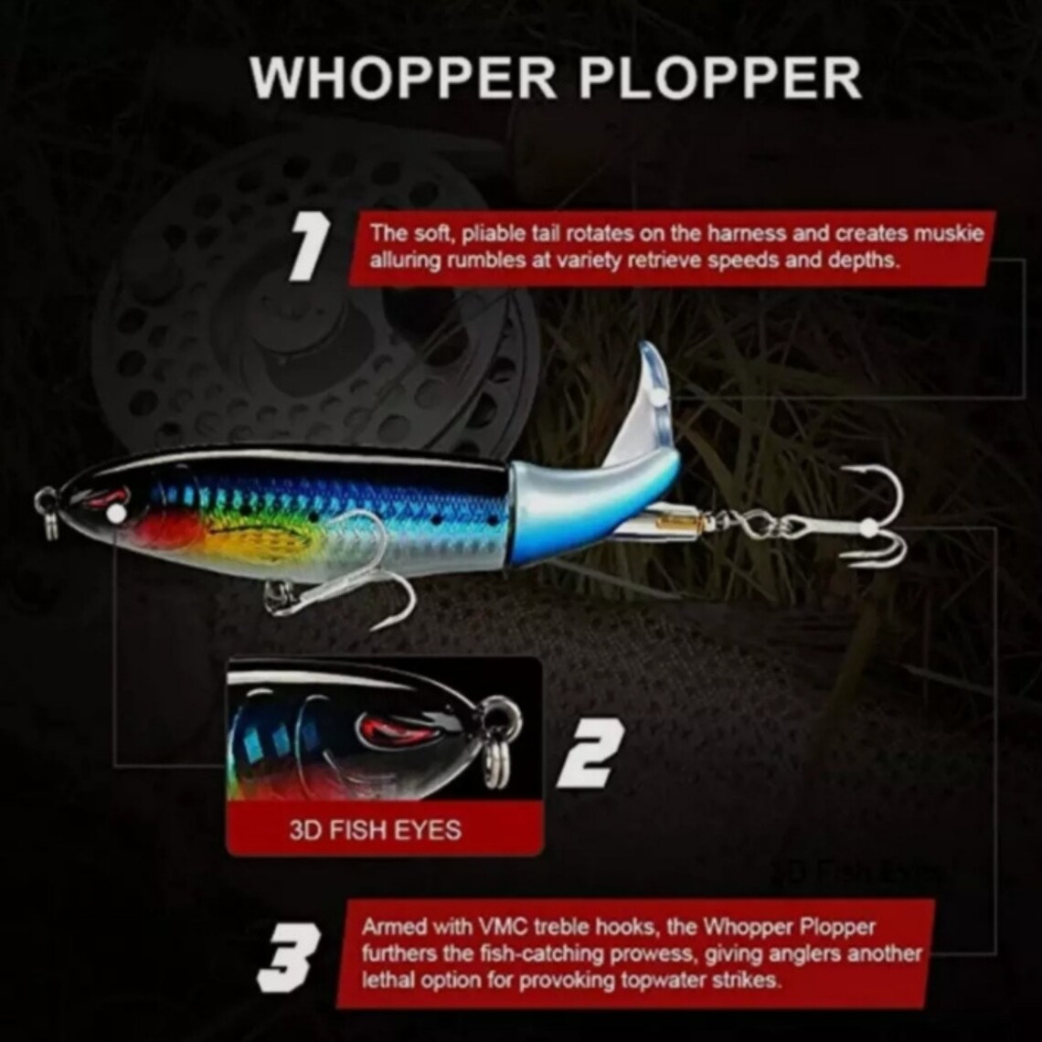 NUEVO Whopper Plopper 100 Top Water Prop Bait Lure 1/2 oz. | Etsy