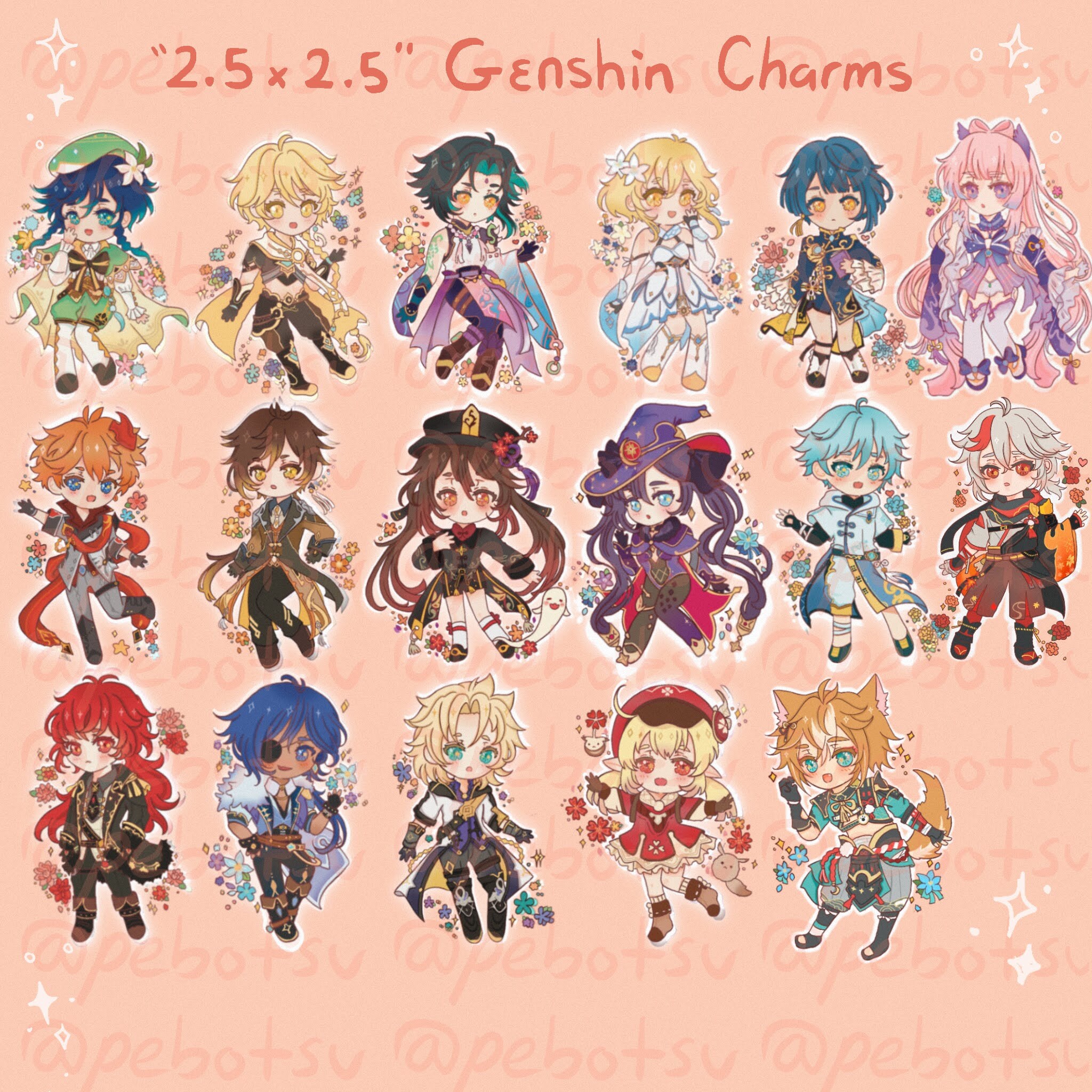 Genshin Glitter Acrylic Charms - Etsy