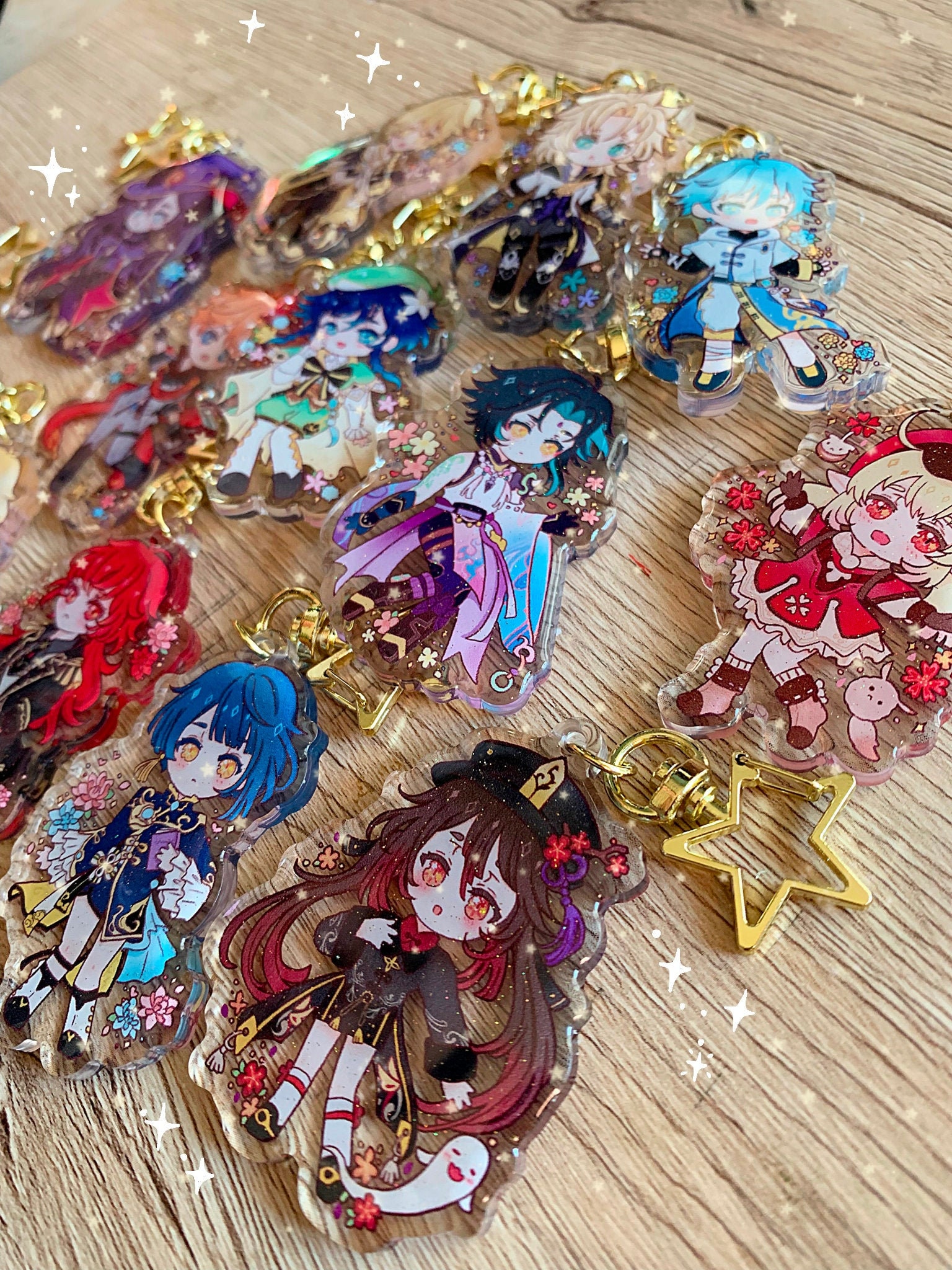 Genshin Glitter Acrylic Charms - Etsy