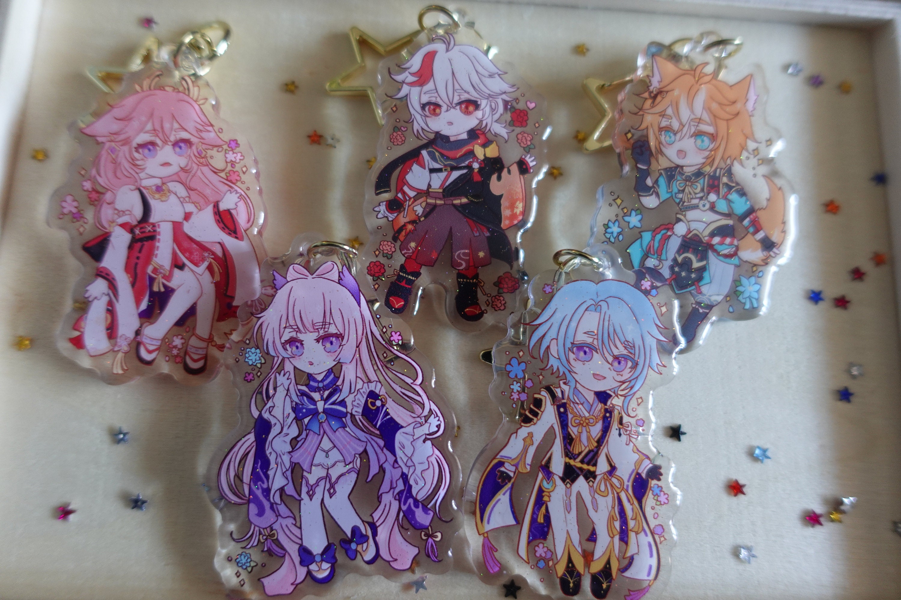 Genshin Glitter Acrylic Charms - Etsy