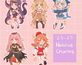Hololive EN 1st Gen Myth & 2nd Gen Council Vtuber Doujin Double-sided Acrylic Keychain Charm ...