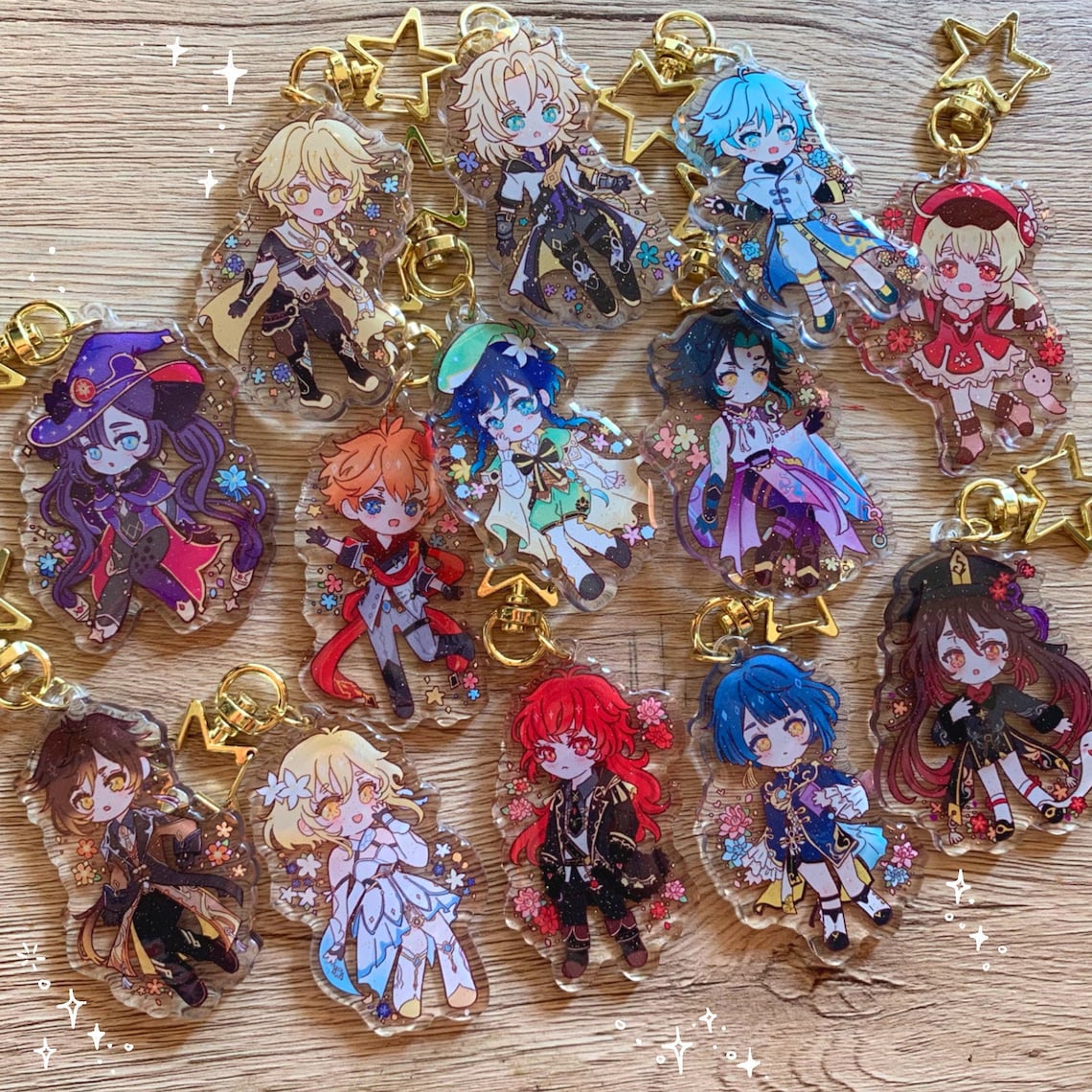 Genshin Glitter Acrylic Charms - Etsy