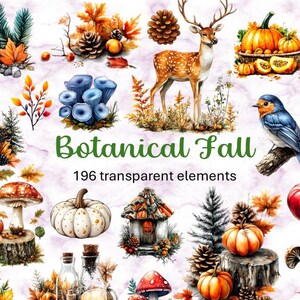 Clipart, Digital, PNG, Watercolor Fall Elements, Planner Clipart ...