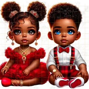 Cute Black Kids Clipart, 9 Afro Children Illustration PNG, Adorable ...