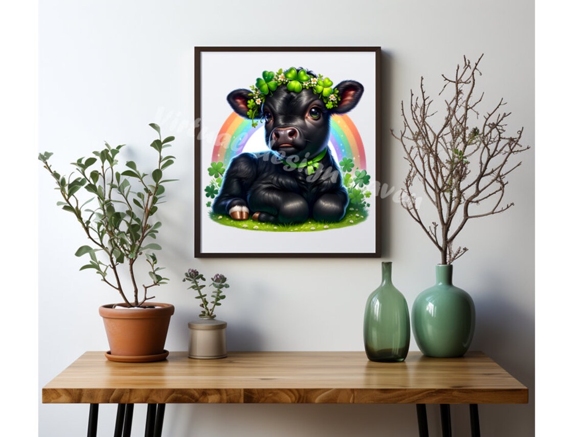 St Patrick Black Angus Illustration Cute Angus Clipart Transparent PNG ...