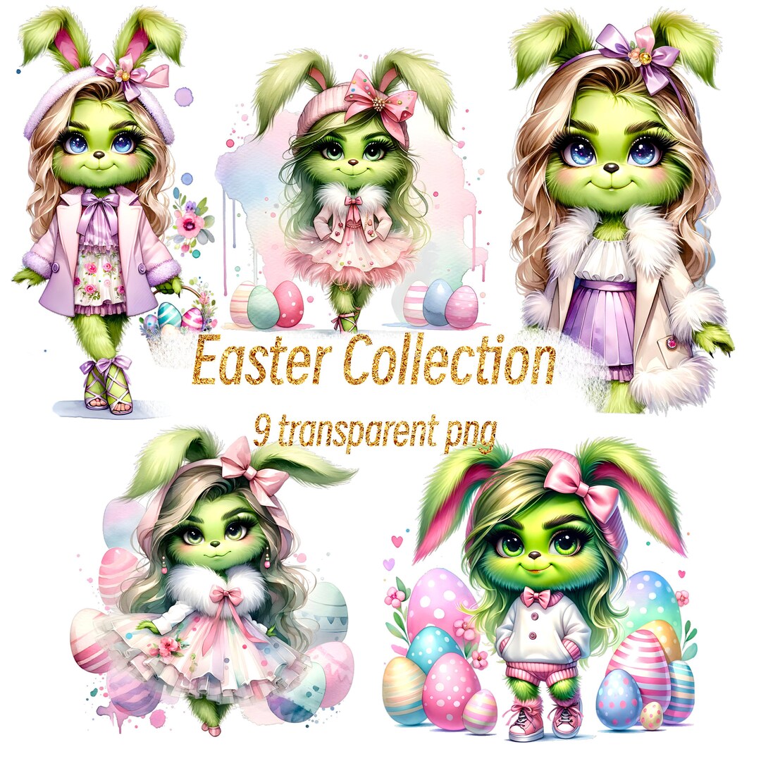 9 Easter Grinch Girl Clipart, Girl Grinch PNG, Green Girl Grinch ...