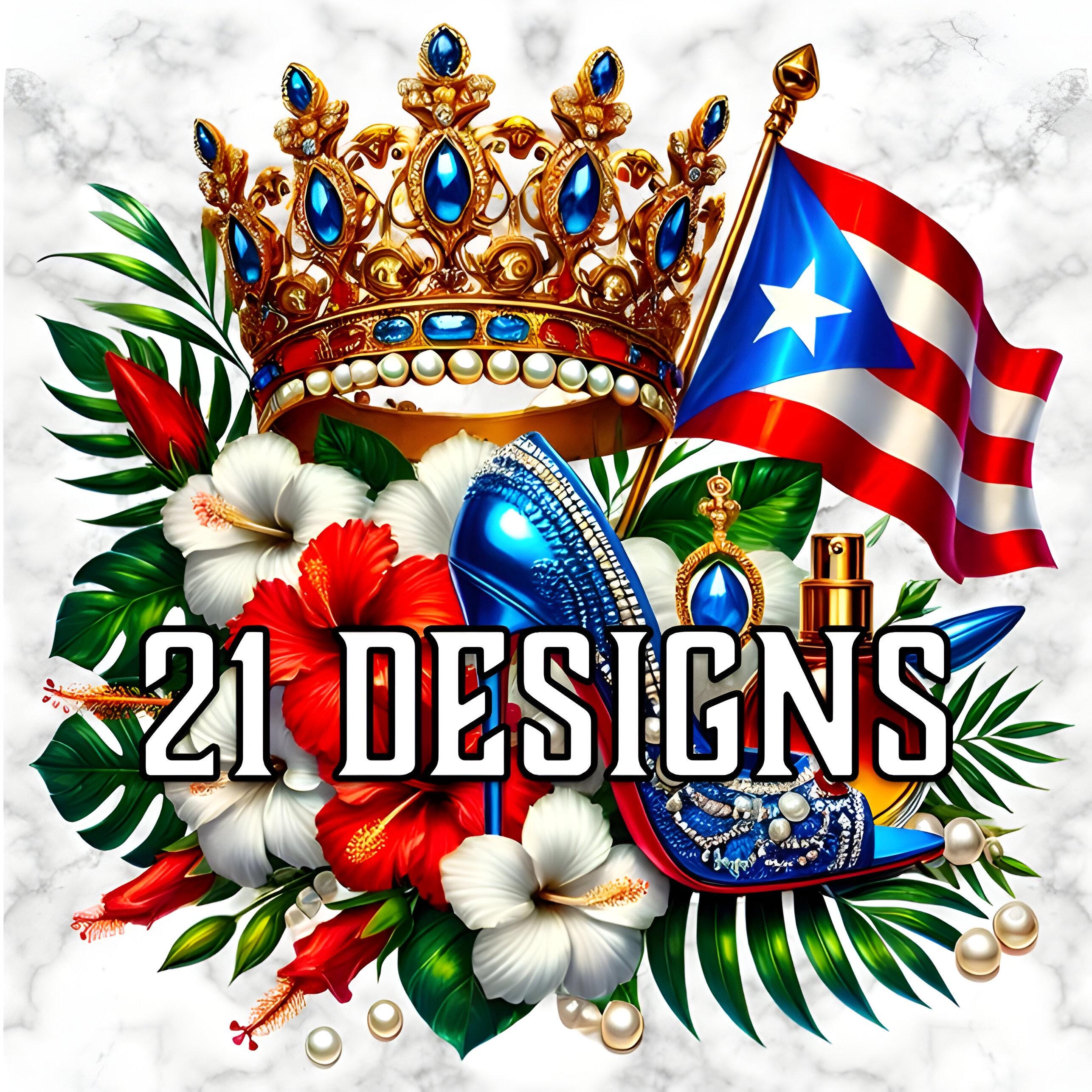 Puerto Rico Glam Heels & Crown PNG Bundle: Tropical Floral Designs - Etsy