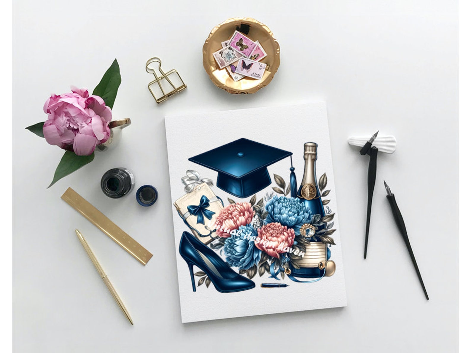 Blue Graduation Clipart Bundle, Transparent Graduation Image, Luxurious ...