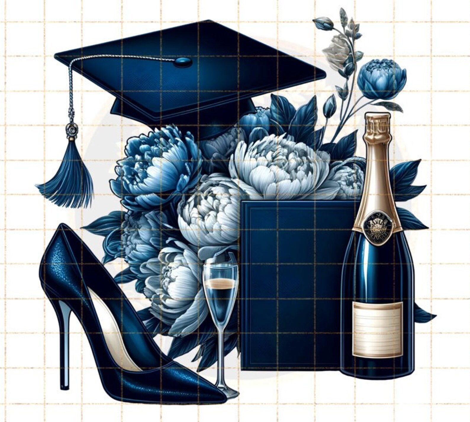 Blue Graduation Clipart Bundle, Transparent Graduation Image, Luxurious ...