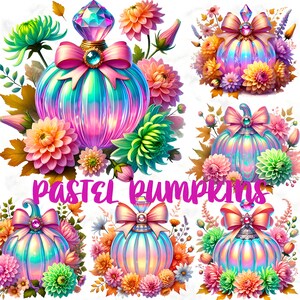 Rainbow Pumpkin Clipart PNG: Pastel Halloween Stickers, Scrapbook ...