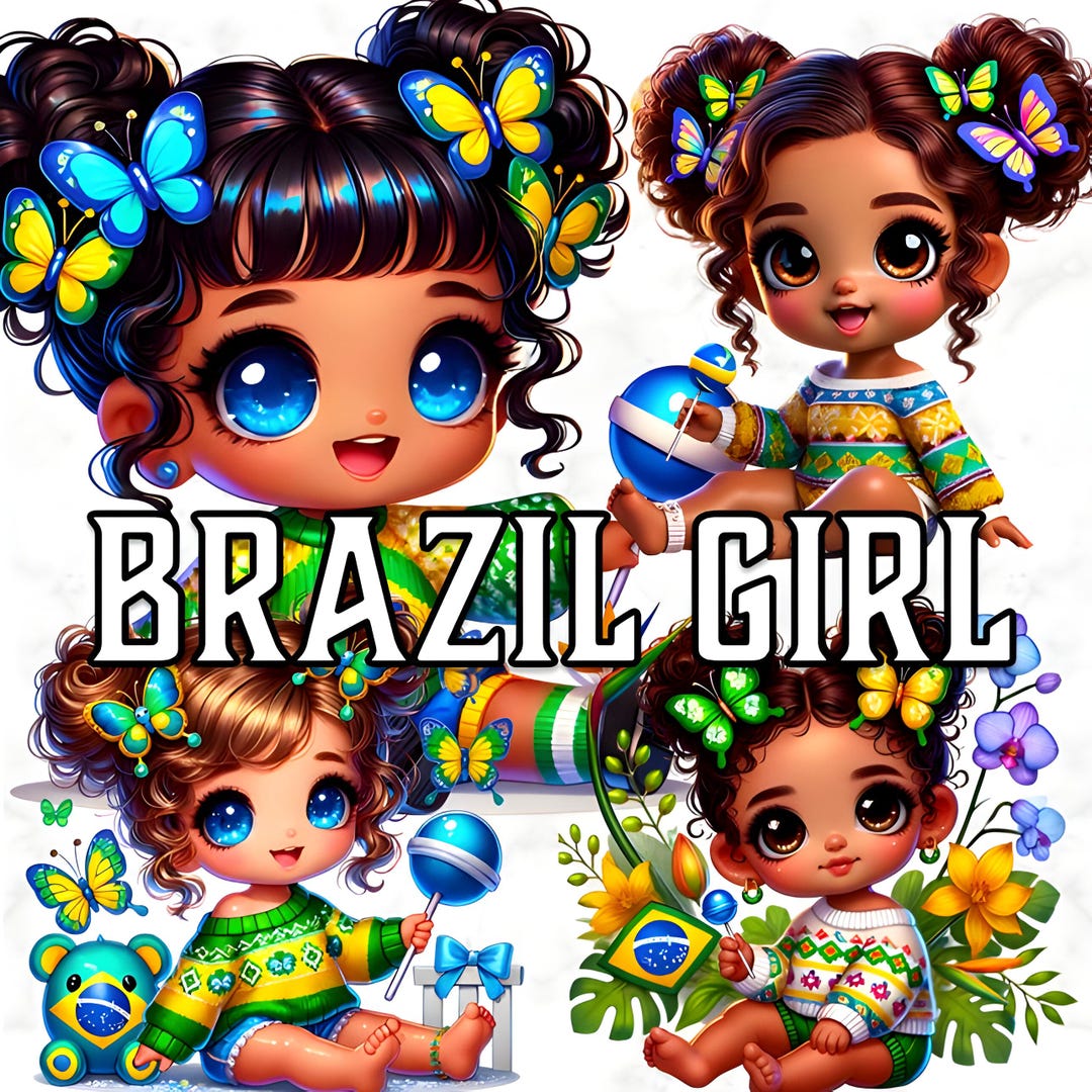 11 Cute Baby Brazil Clipart Bundle, Adorable Brazilian Girls, Carnival ...