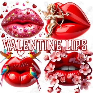 Valentine Lips Clipart, 90+ Romantic Lips Digital Stickers, Kiss Lips ...