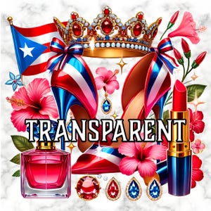 Puerto Rico Glam Heels & Crown PNG Bundle: Tropical Floral Designs - Etsy