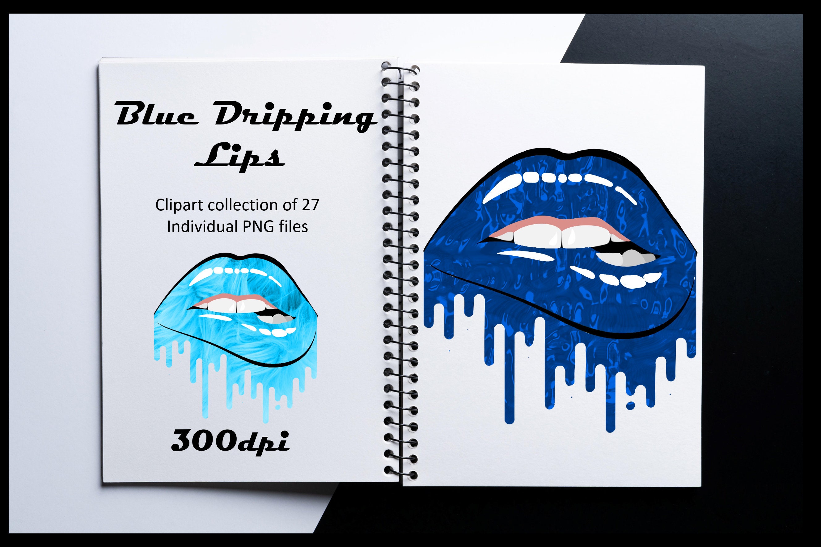 Blue Dripping Lips Clipart, Sublimation, Digital Sticker, Planner ...