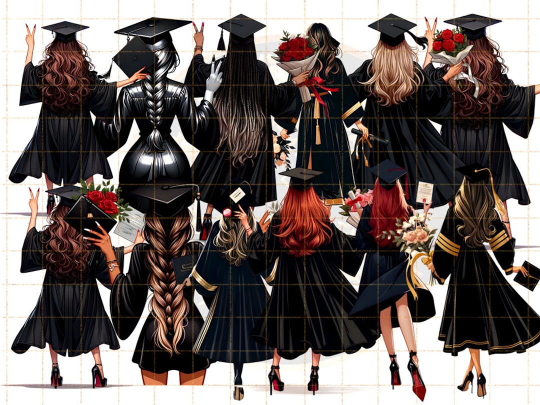 2025 Graduation Girl Clipart Bundle: Female Graduate PNG (transparent ...