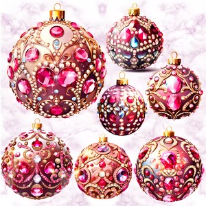 Pink Christmas Baubles Clipart Set, 60+ PNG Ornament Designs, Pink and ...