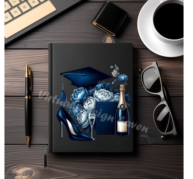 Blue Graduation Clipart Bundle, Transparent Graduation Image, Luxurious ...