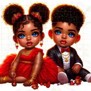 Cute Black Kids Clipart, 9 Afro Children Illustration PNG, Adorable ...
