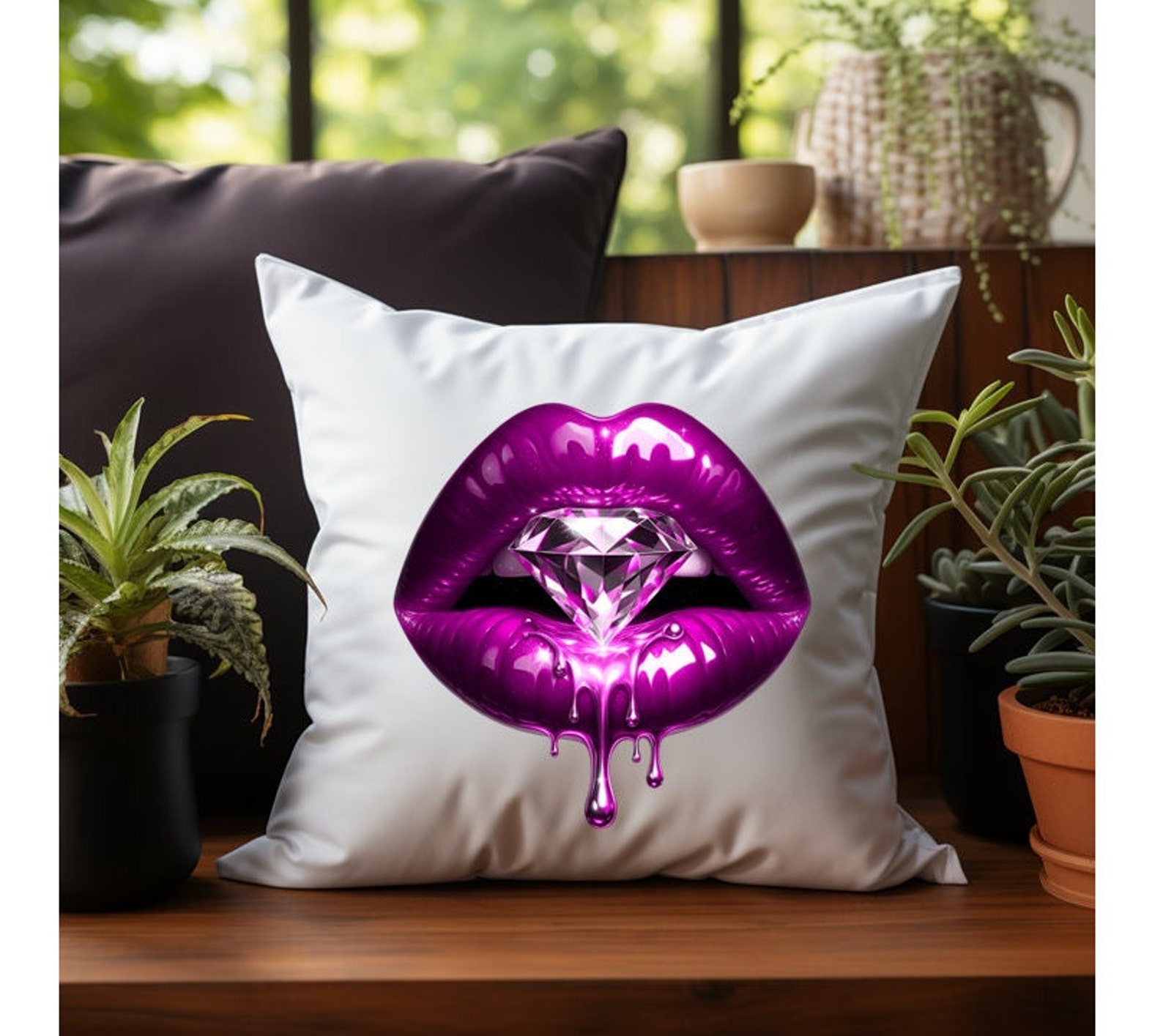 Pink Diamond Dripping Lips Clipart: Glam Lip Art (digital Download) - Etsy