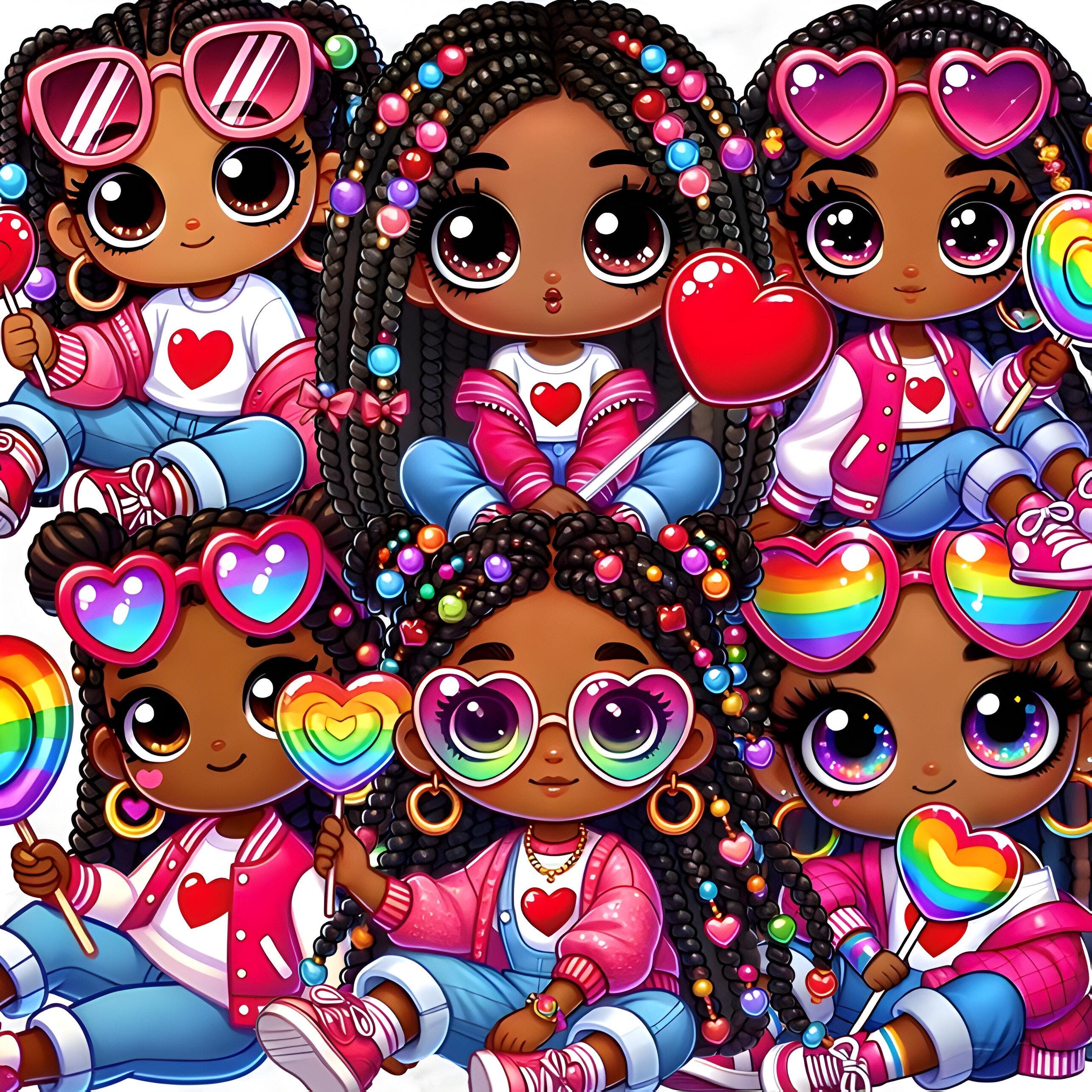 African American Girl Clipart, Cute Afro Kids PNG, Colorful ...