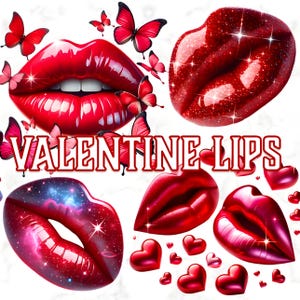 Valentine Lips Clipart, 90+ Romantic Lips Digital Stickers, Kiss Lips ...