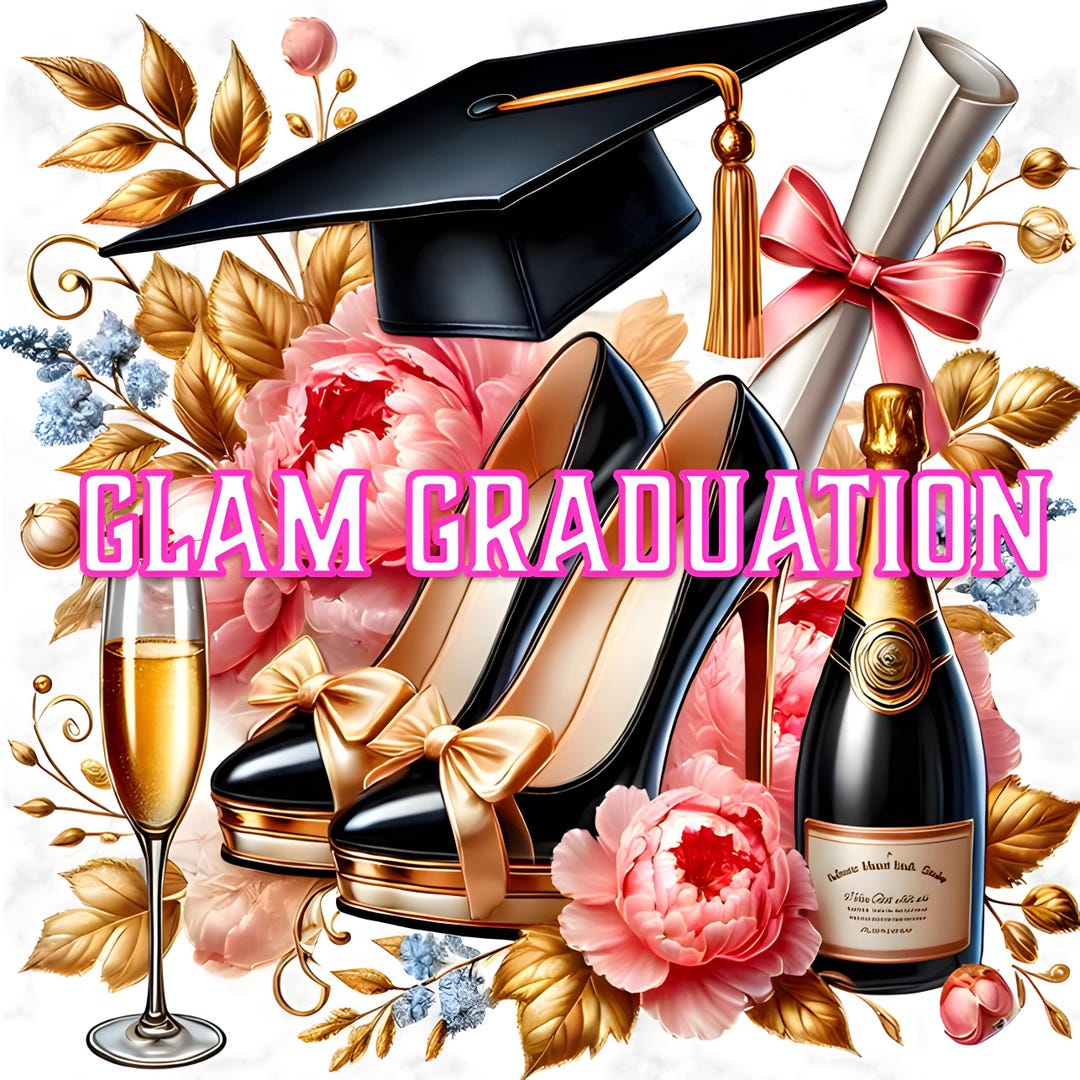 12 Graduation Clipart, Glam Graduation PNG, High Heels Graduation, Cap ...