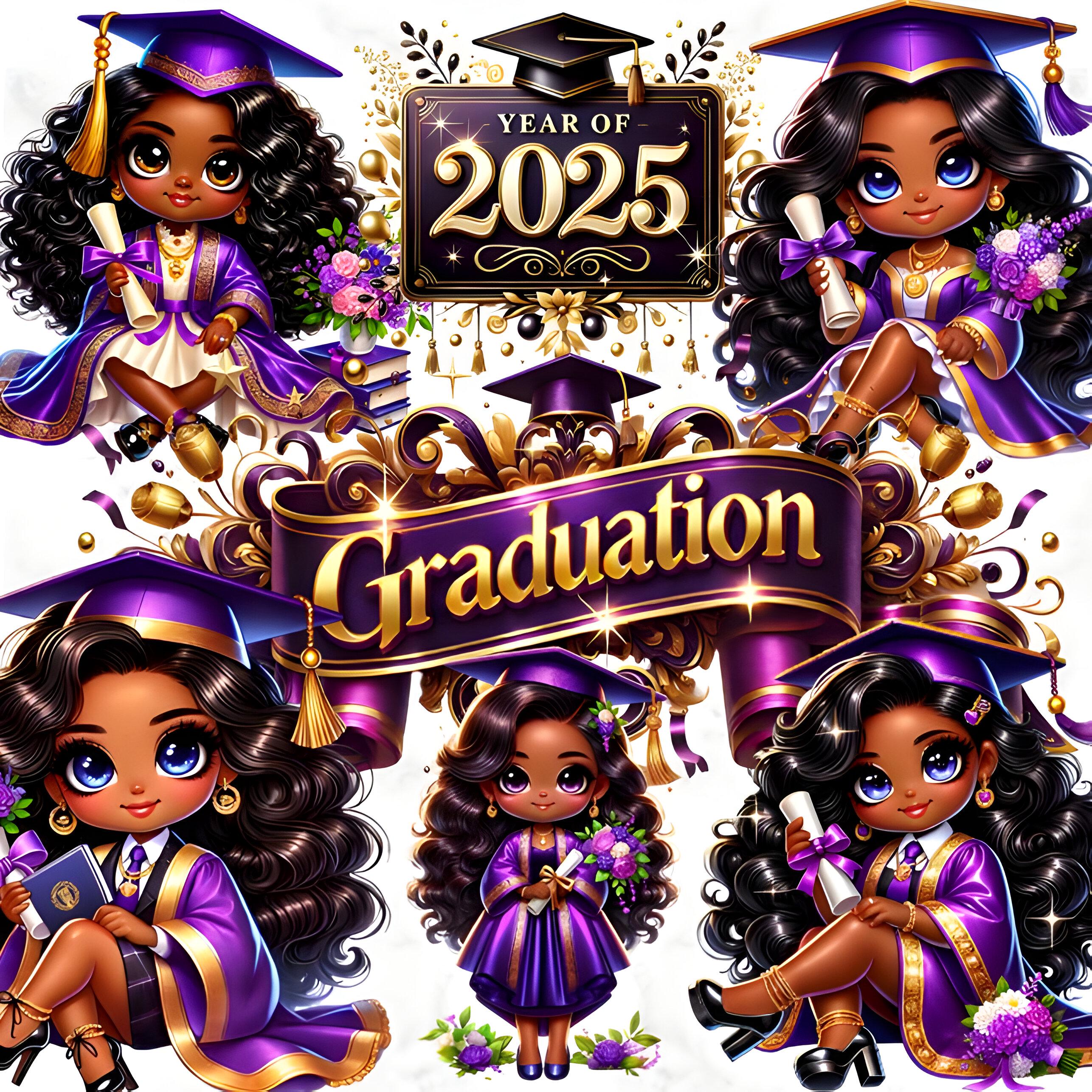 2025 Graduation Clipart: Black Girl Graduate PNG (digital Download) - Etsy