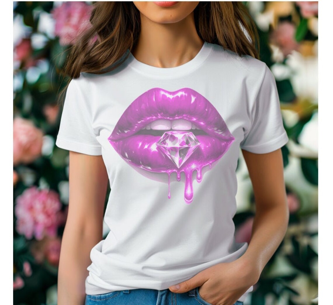 Pink Diamond Dripping Lips Clipart: Glam Lip Art (digital Download) - Etsy