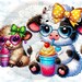 Cute Summer Cow With Drinks Clipart, Cartoon Cows With Sunglasses ...