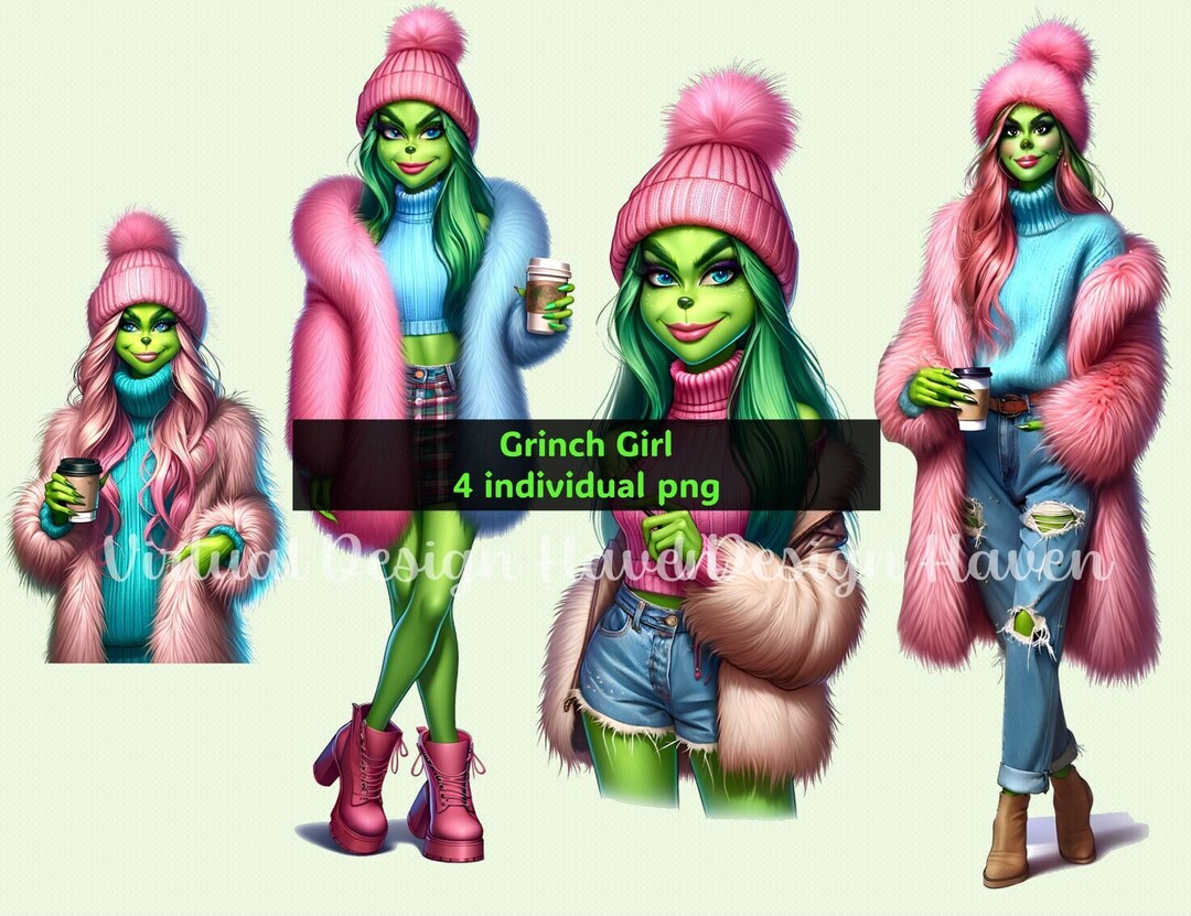 4 Christmas Grinch PNG Lady Grinch PNG Green Girl Grinch - Etsy New Zealand