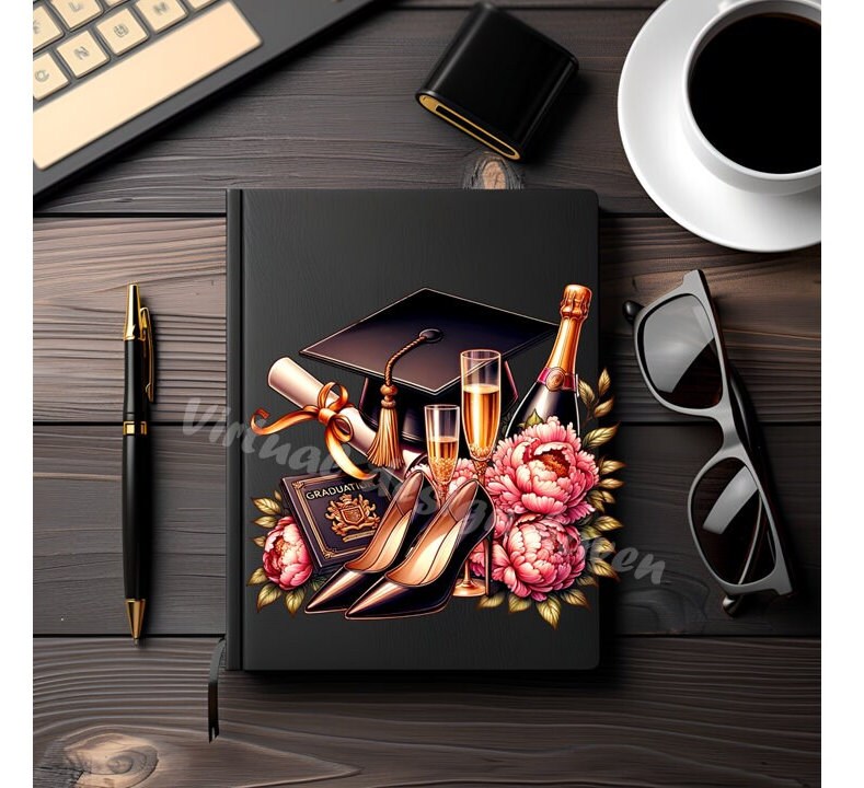 Glam Graduation Clipart, Luxurious Digital Art, Grad Hat Diploma High ...