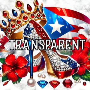 Puerto Rico Glam Heels & Crown PNG Bundle: Tropical Floral Designs - Etsy