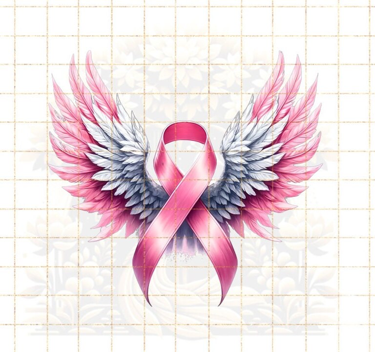 Pink Ribbon Wings Clipart: Breast Cancer Awareness Graphics (instant ...