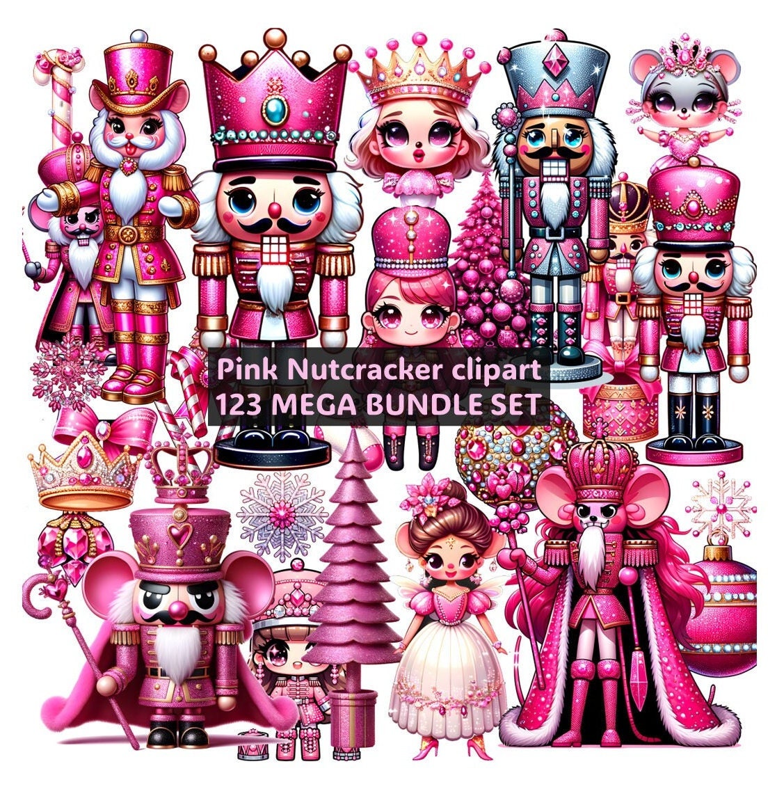 Pink Nutcracker Bundle 123 Clipart Set, Ballet Christmas Graphics ...