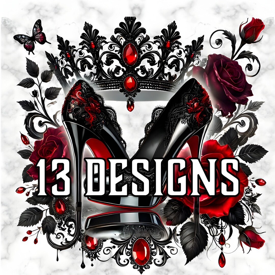 Gothic Glam High Heel Clipart: Dark Red Roses (digital Download) - Etsy