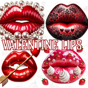 Valentine Lips Clipart, 90+ Romantic Lips Digital Stickers, Kiss Lips ...