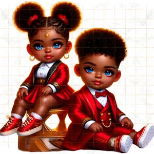 Cute Black Kids Clipart, 9 Afro Children Illustration PNG, Adorable ...