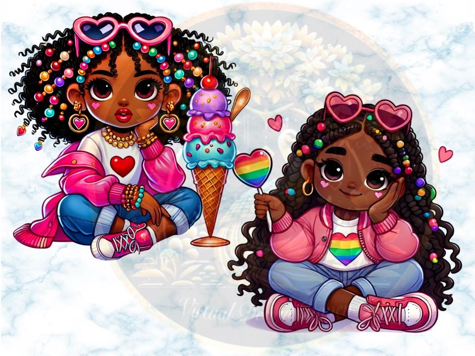 African American Girl Clipart, Cute Afro Kids PNG, Colorful ...