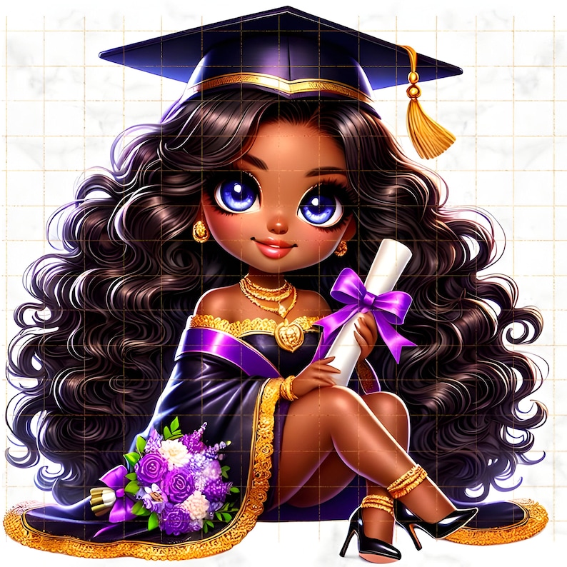 2025 Graduation Clipart: Black Girl Graduate PNG (digital Download) - Etsy