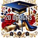 Graduation Clipart Bundle, 20 Blue Gold Cap Heels PNG, Elegant Graduate ...