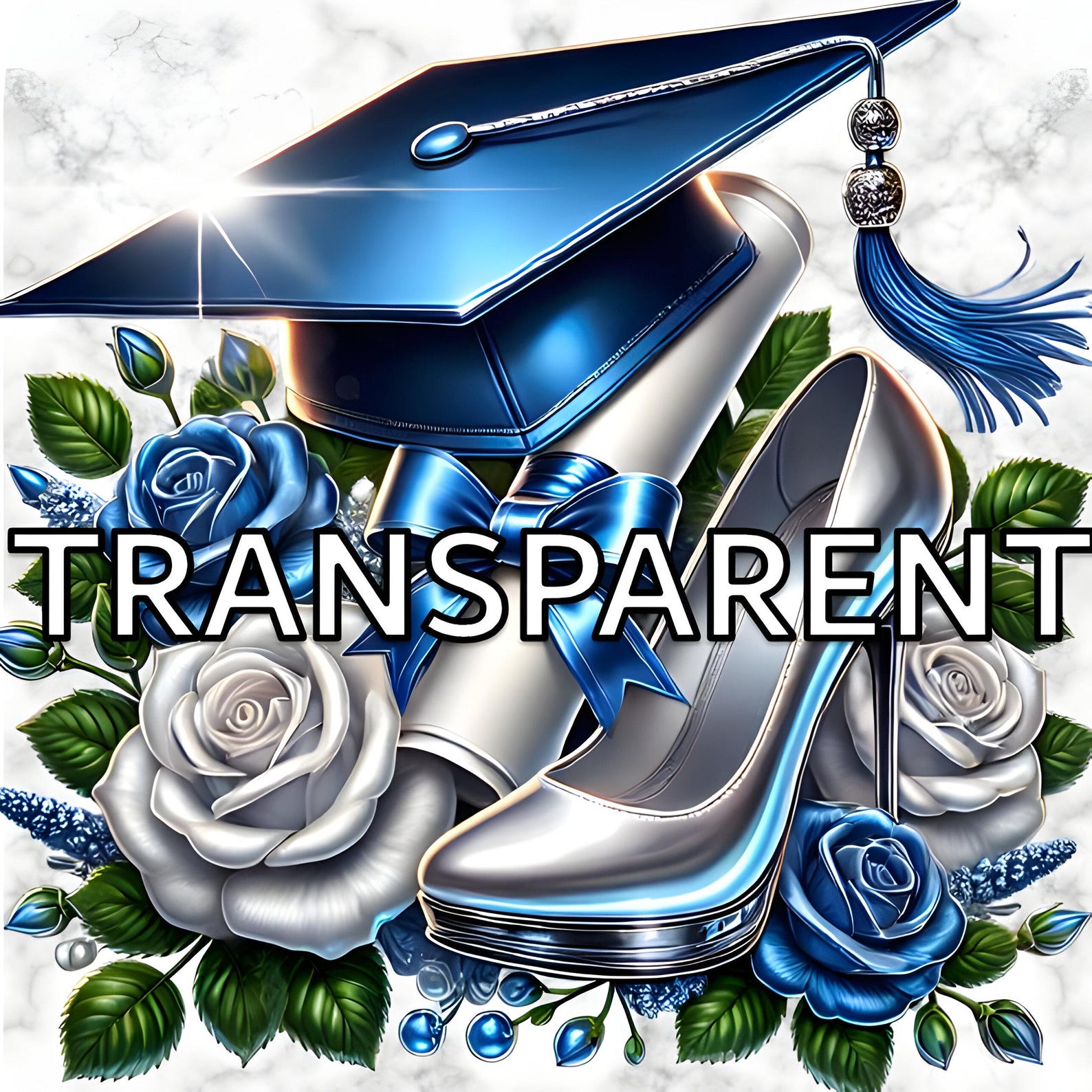 Blue Silver Graduation Clipart Bundle: PNG Graphics (digital Download ...