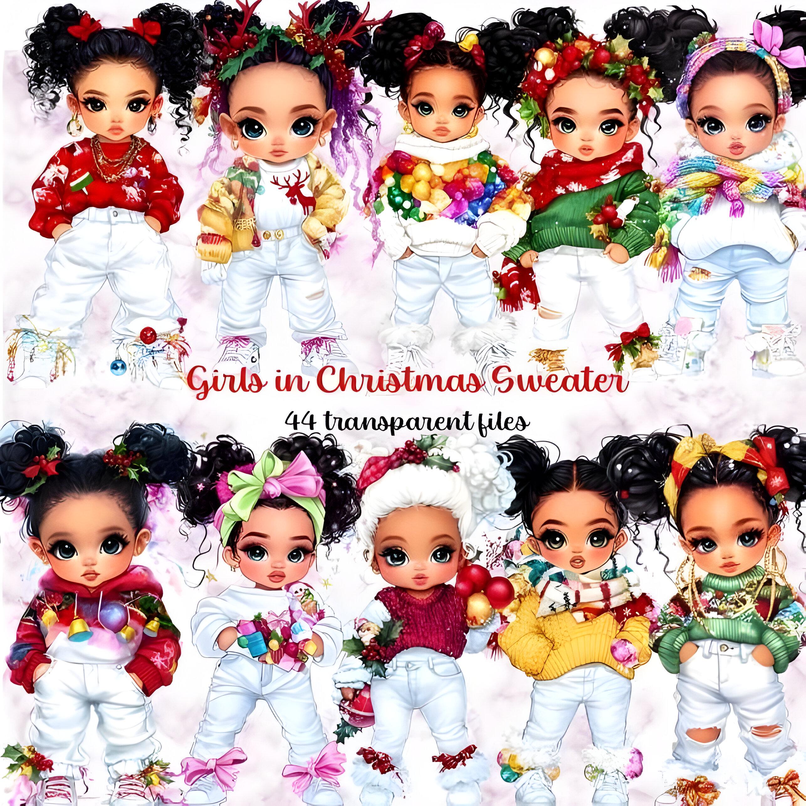 Watercolor Latina Girls Clipart Bundle: Commercial Use PNG (digital ...