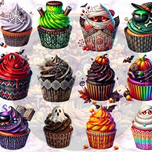 Halloween Cupcakes Clipart Set, Spooky Cupcake PNG, Transparent Files ...