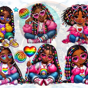 20 Cute African American Girl Clipart Bundle, Bright and Colorful ...