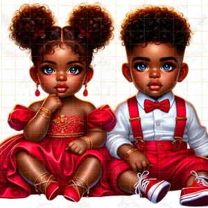 Cute Black Kids Clipart, 9 Afro Children Illustration PNG, Adorable ...