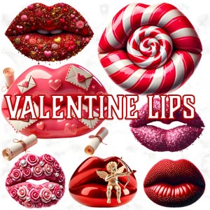 Valentine Lips Clipart, 90+ Romantic Lips Digital Stickers, Kiss Lips ...